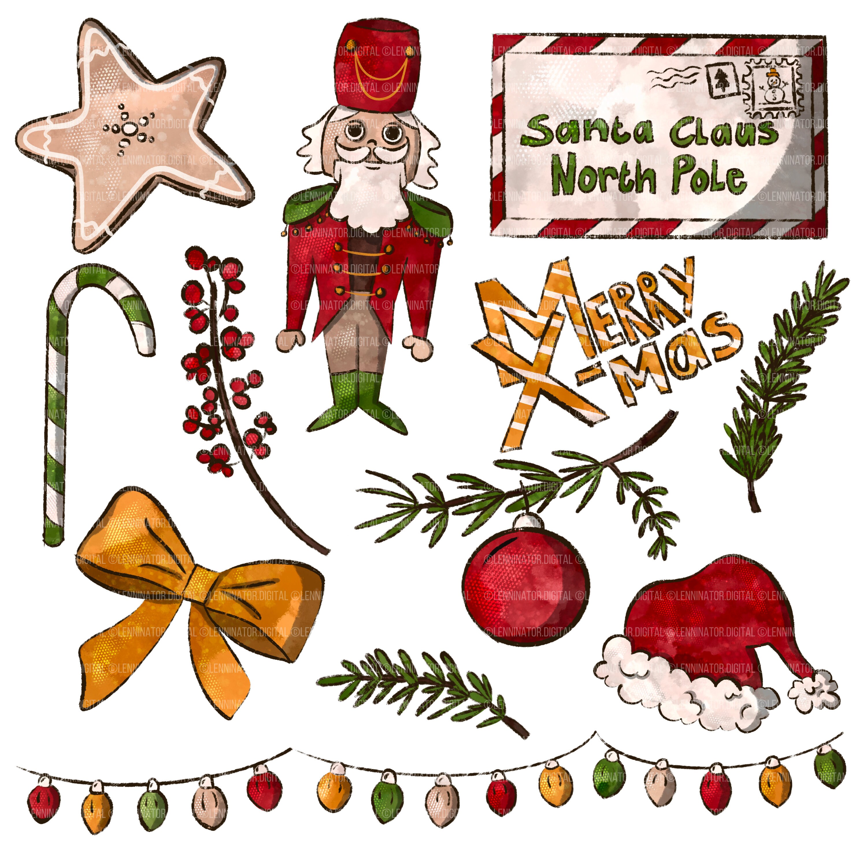 Santa's Workshop PNG Watercolor Christmas Clipart Illustrations, Hand ...