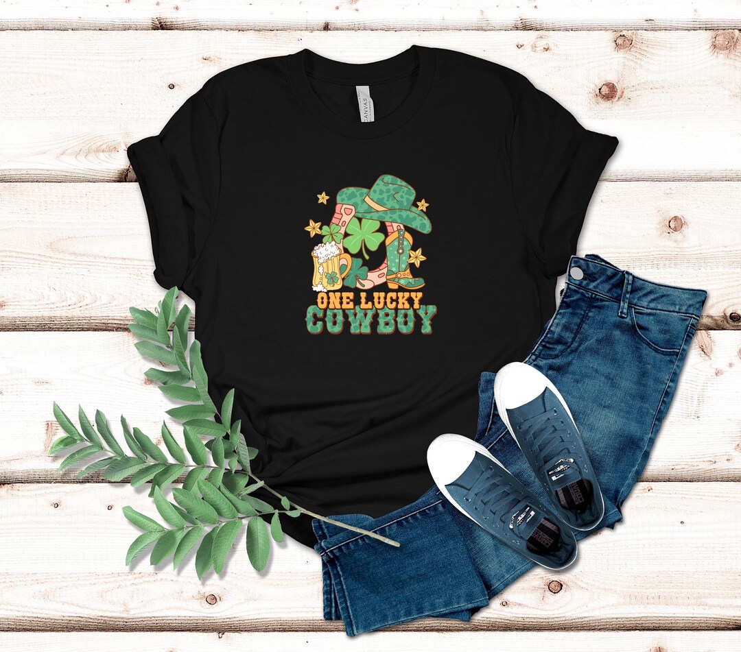 One Lucky Cowboy St. Patrick’s Day Shirt, Western Irish Clover Tee ...