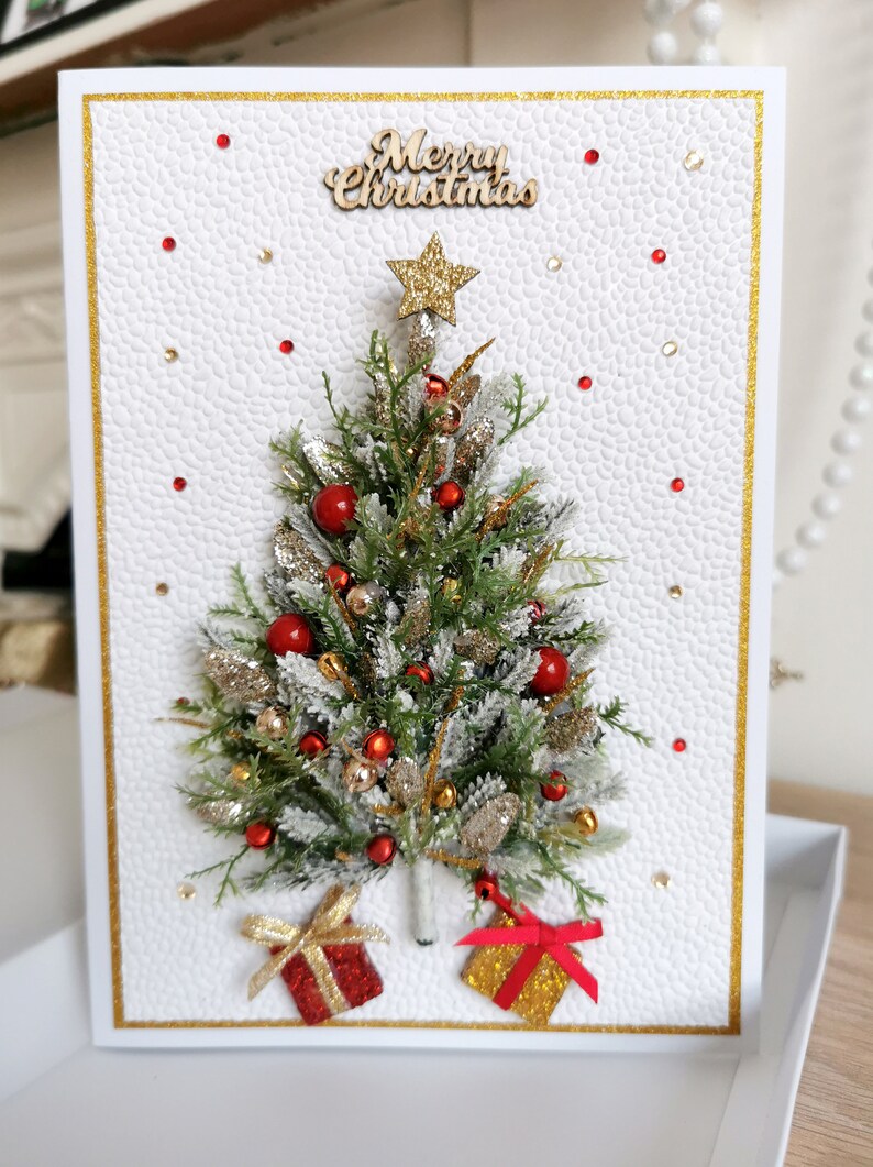 Handmade Christmas Tree Card - Etsy