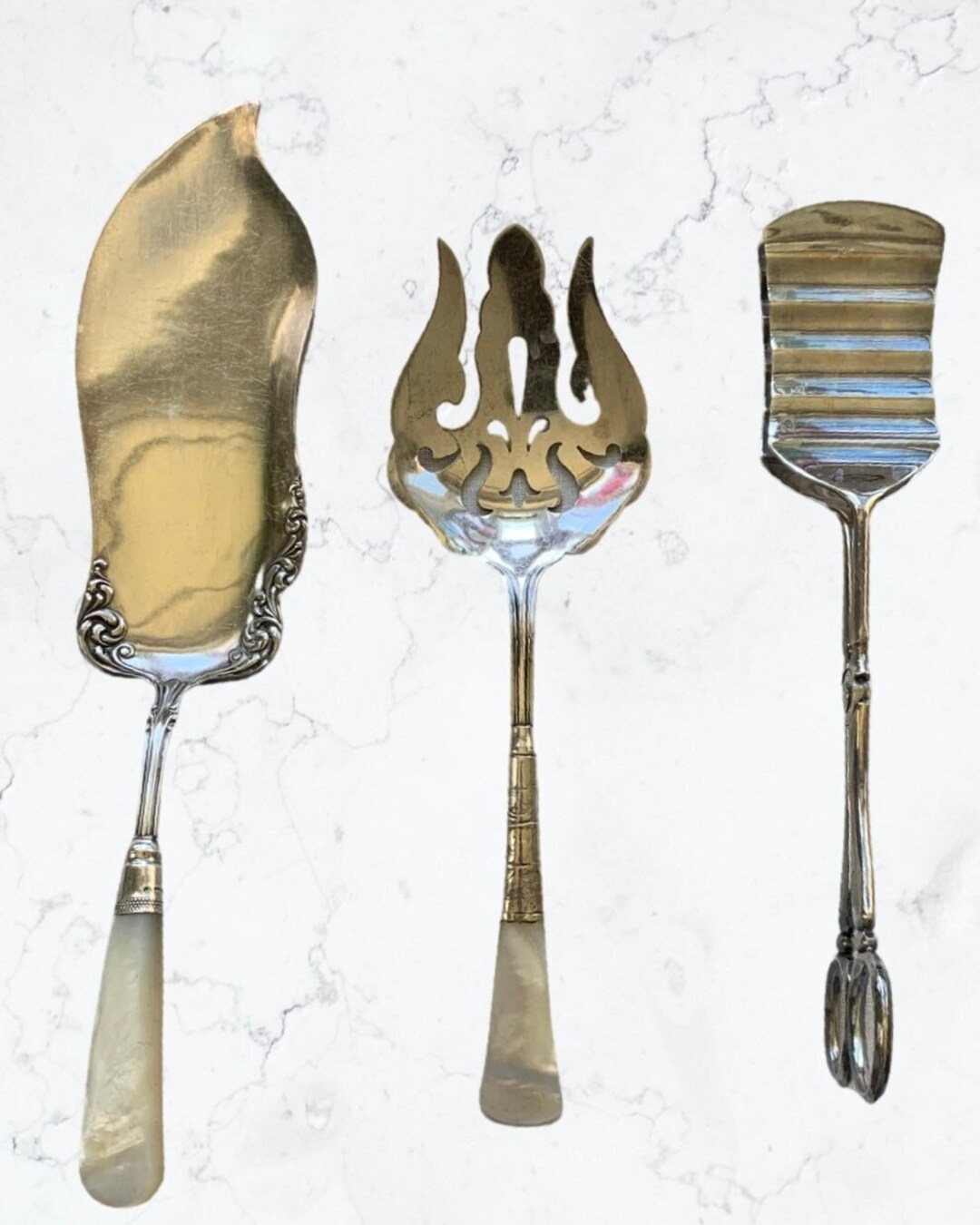 MOP Antique Sterling Fish Serving Set - Etsy