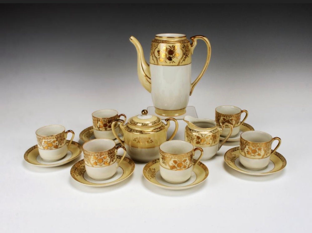 Antique Chikaramachi Noritake Coffee Set-18 Pieces - Etsy