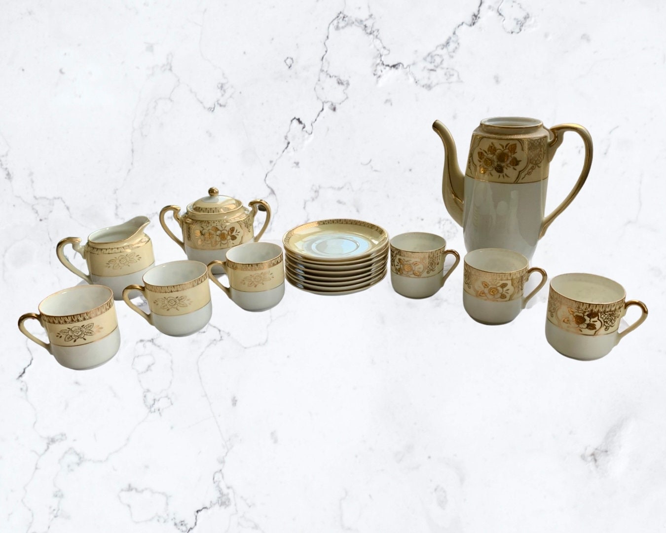 Antique Chikaramachi Noritake Coffee Set-18 Pieces - Etsy