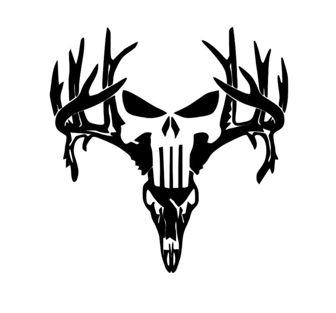 Punisher Deer Skull Window Decal, Bone Collector Hunting Window Decal ...