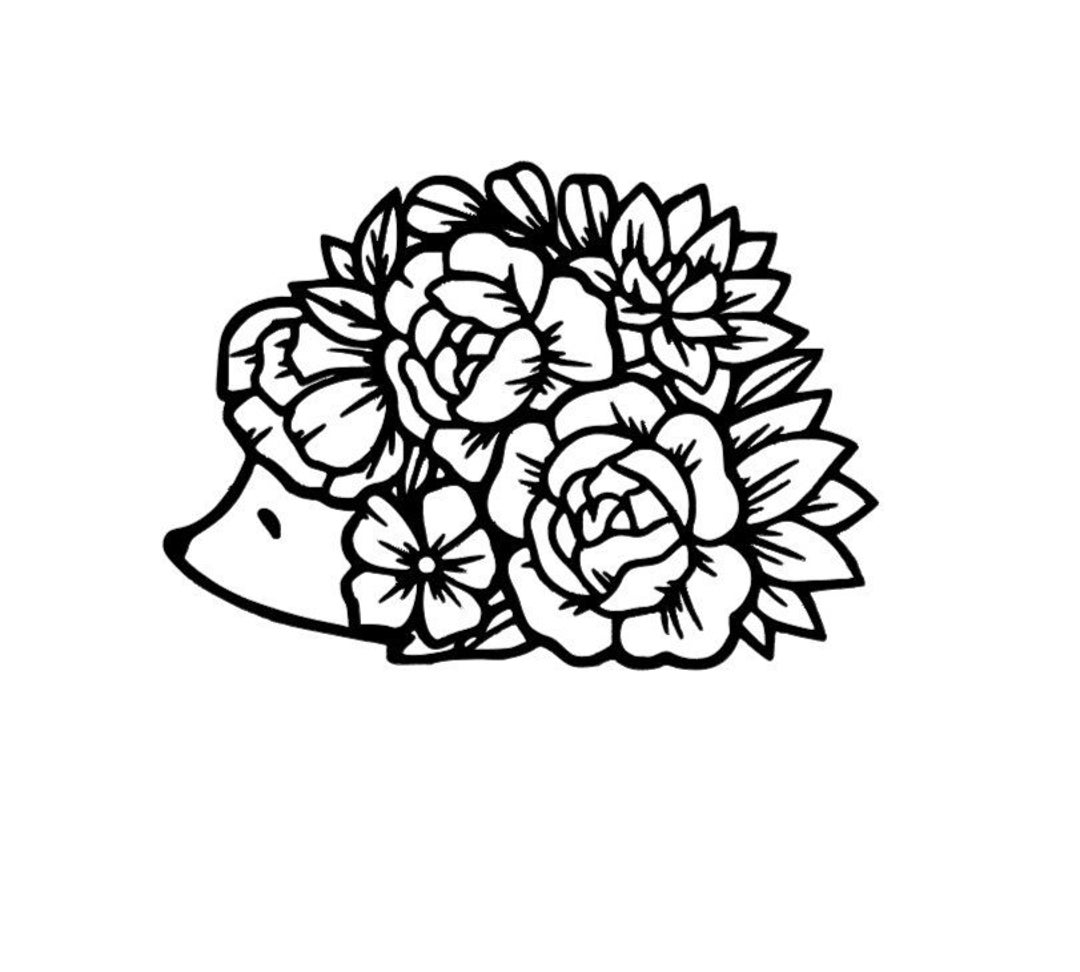 Floral Hedgehog Window Decal, Hedgehog Window Decal, Floral Window ...