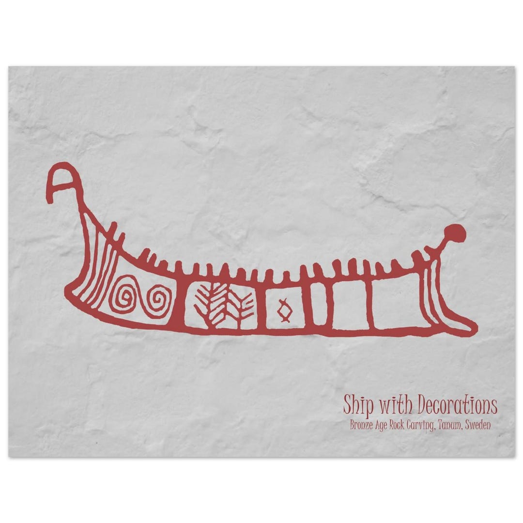 Bronze Age Rock Carvings Poster With a Decorated Ship - Fine Art Poster ...