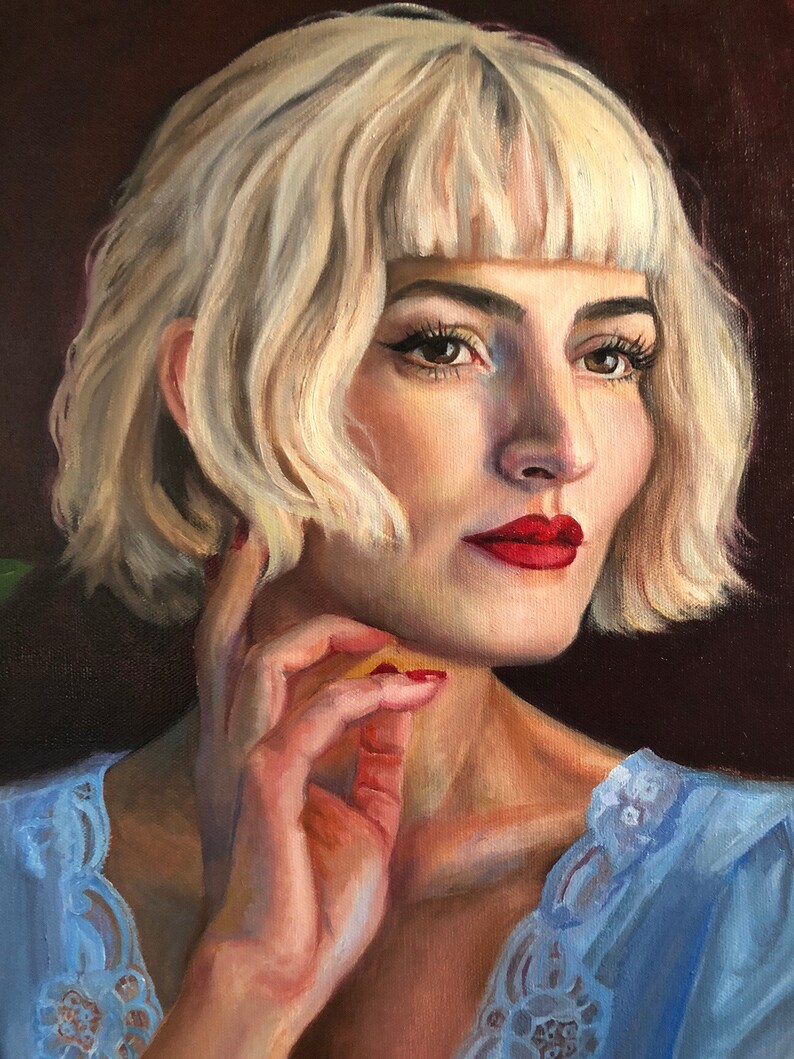 Michaela in Blue, Original Oil Painting - Etsy