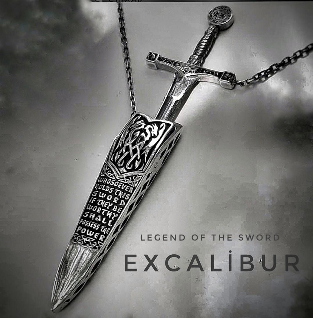 Crownblade Sword Pendant • Medieval Necklace for Him • Excalibur ...