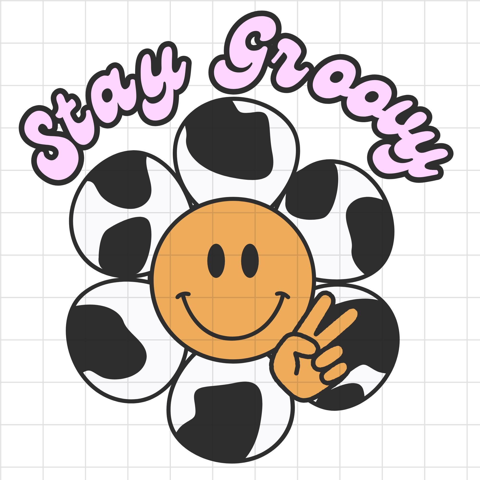 Stay Groovy SVG Smiley Face SVG/PNG Smiley Face With Cow Print With ...