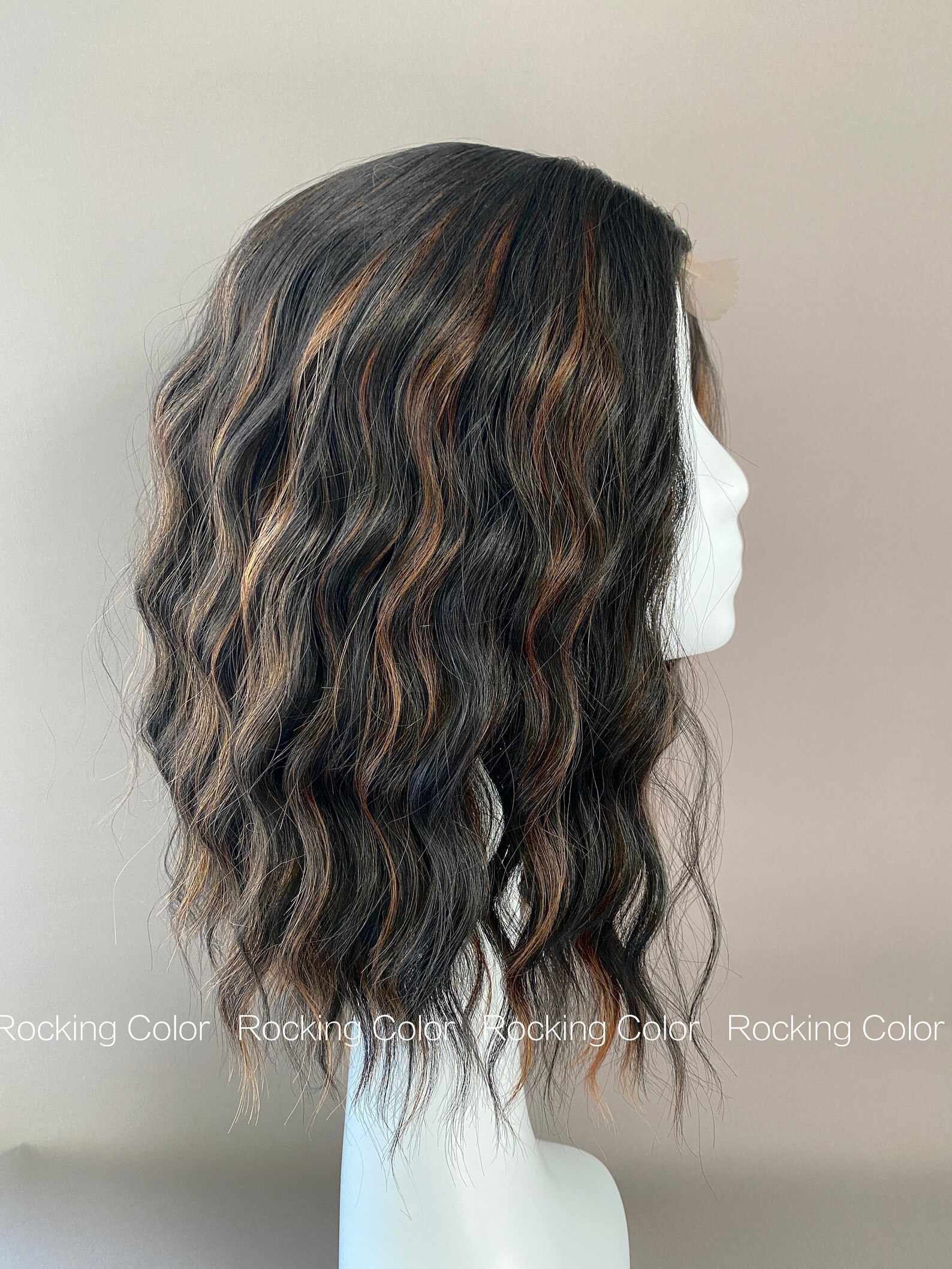 14'' Small Lace Front Highlight Dark Brown Wavy Bob - Etsy