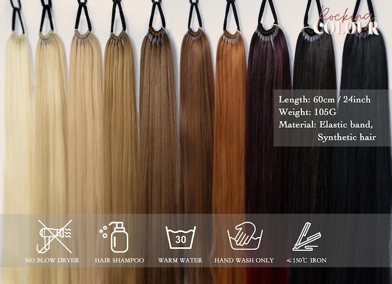 24-inch Elastic Rope Ponytail Extension | 10-bundle Straight Hair in ...