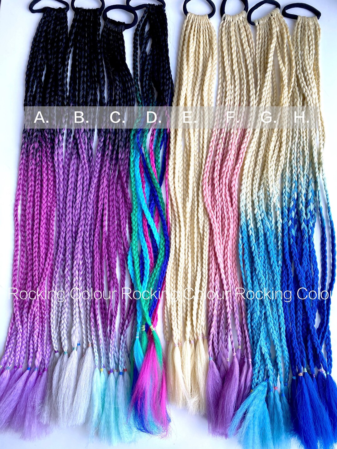 Rainbow Ombre Jumbo Braiding Band Colorful Synthetic Ponytail Hair ...