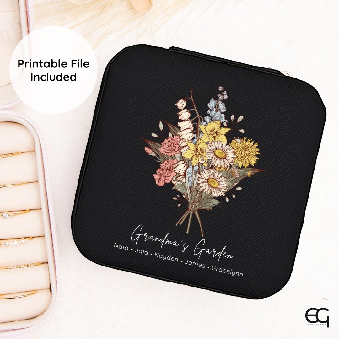 Custom Birth Flower Bouquet Gift for Grandma, Grandmas Garden Jewelry ...