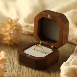 Personalized Wedding Ring Box, Square Custom Wooden Ring Carrier Box ...