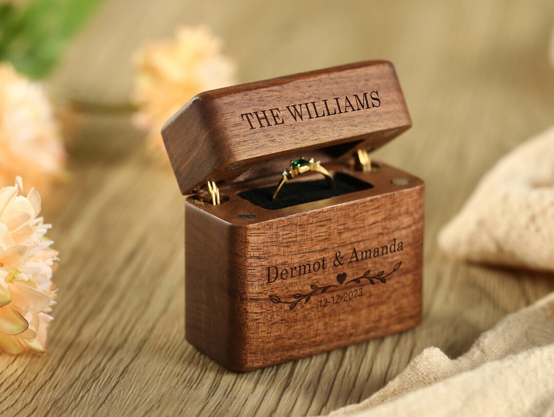 Personalized Wooden Engagement Ring Boxes, Engagement Ring Boxes,custom Wedding Wooden Ring ...