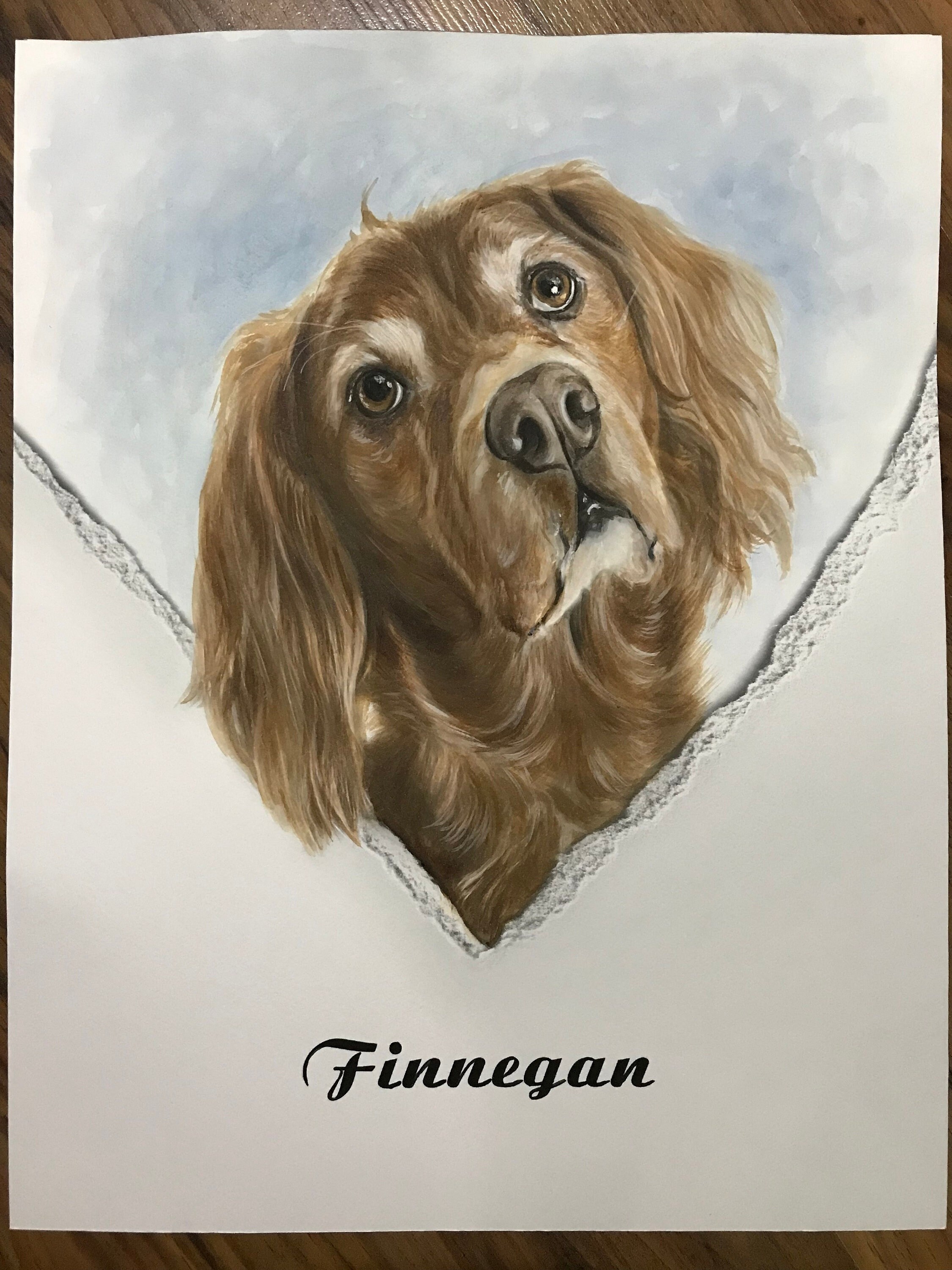 Custom-made Painting From Dog Photo, Unique Hand Drawn Water Color ...