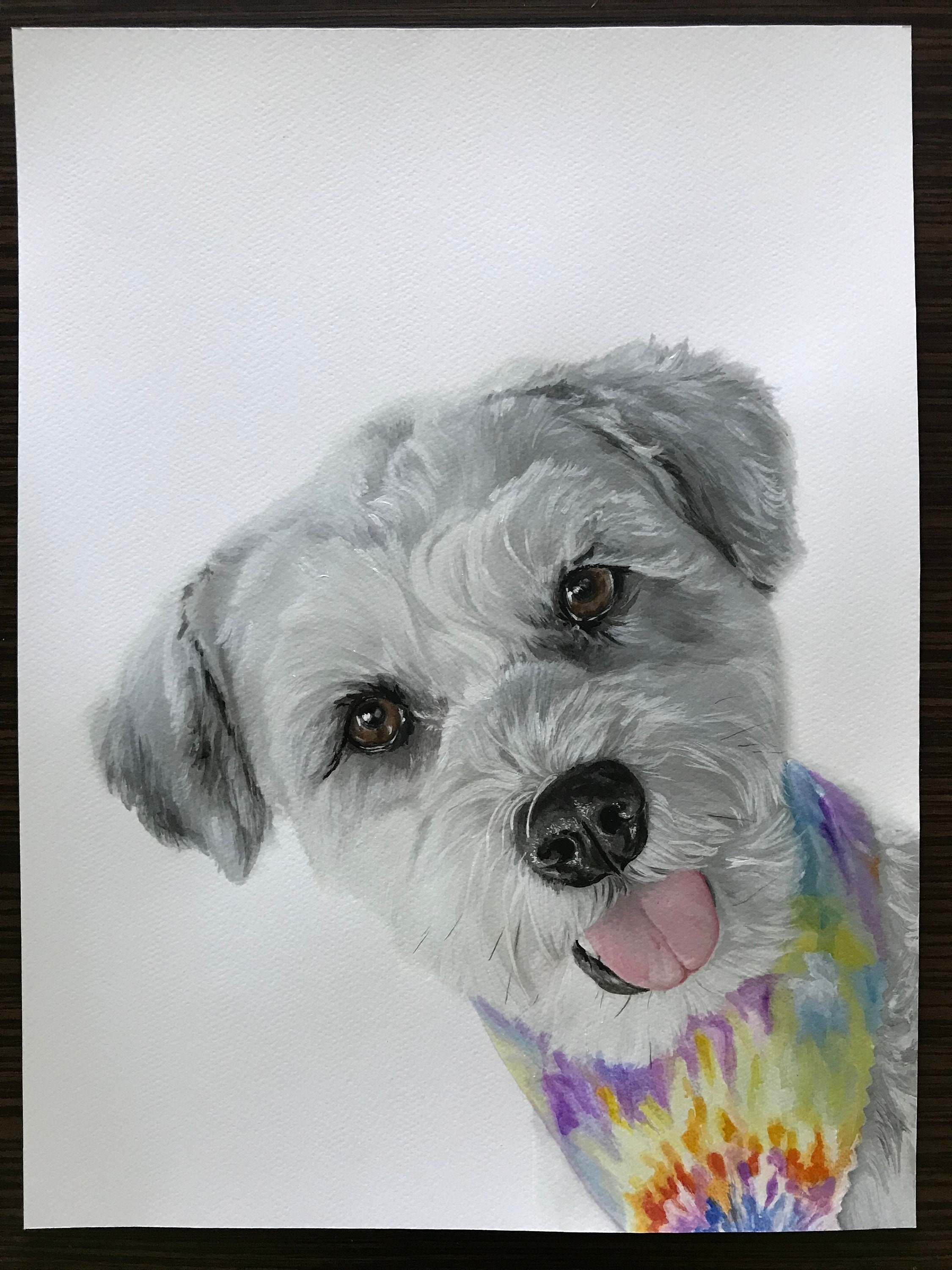 Custom-made Painting From Dog Photo, Unique Hand Drawn Water Color ...