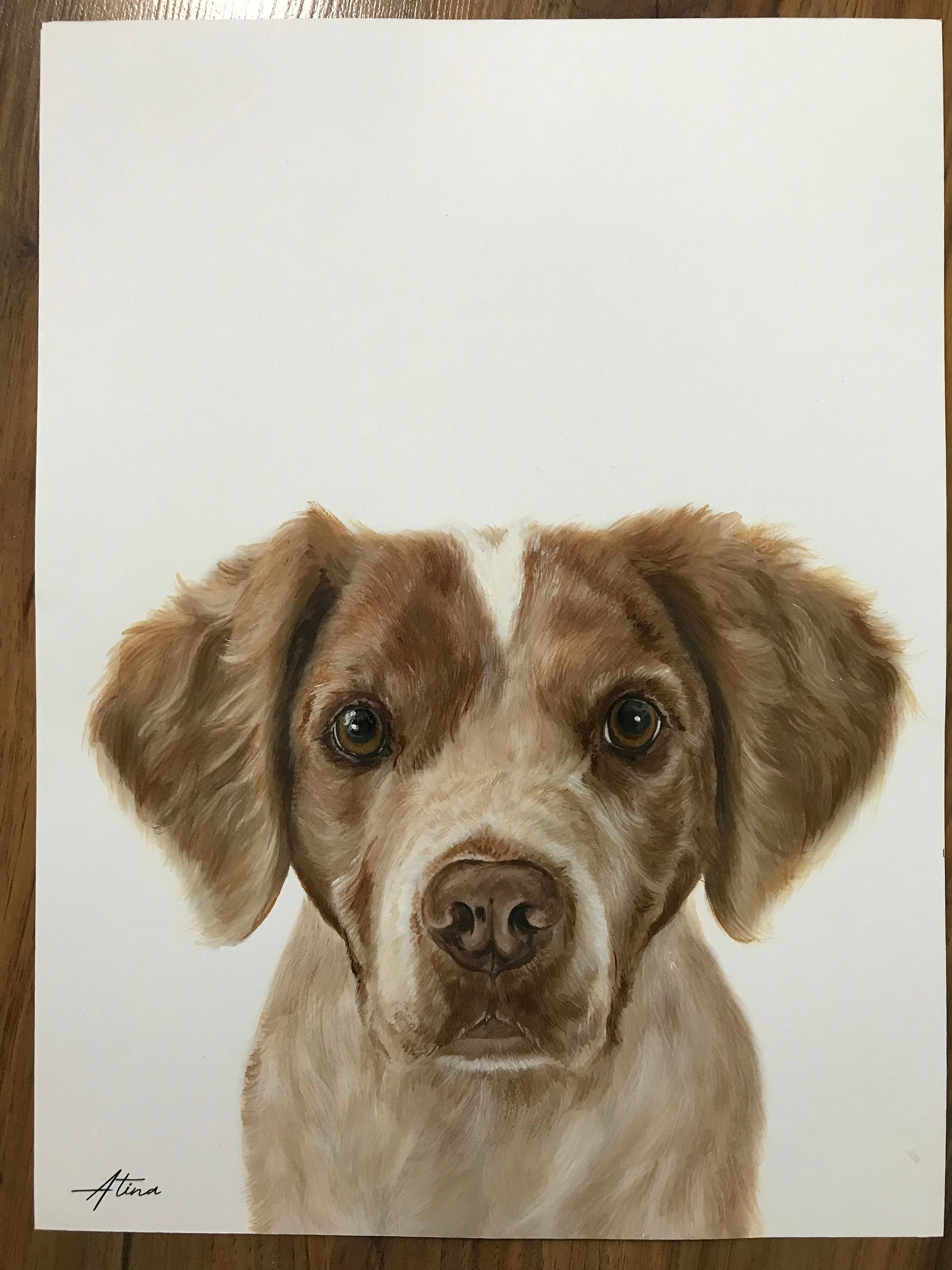 Custom-made Painting From Dog Photo, Unique Hand Drawn Water Color ...