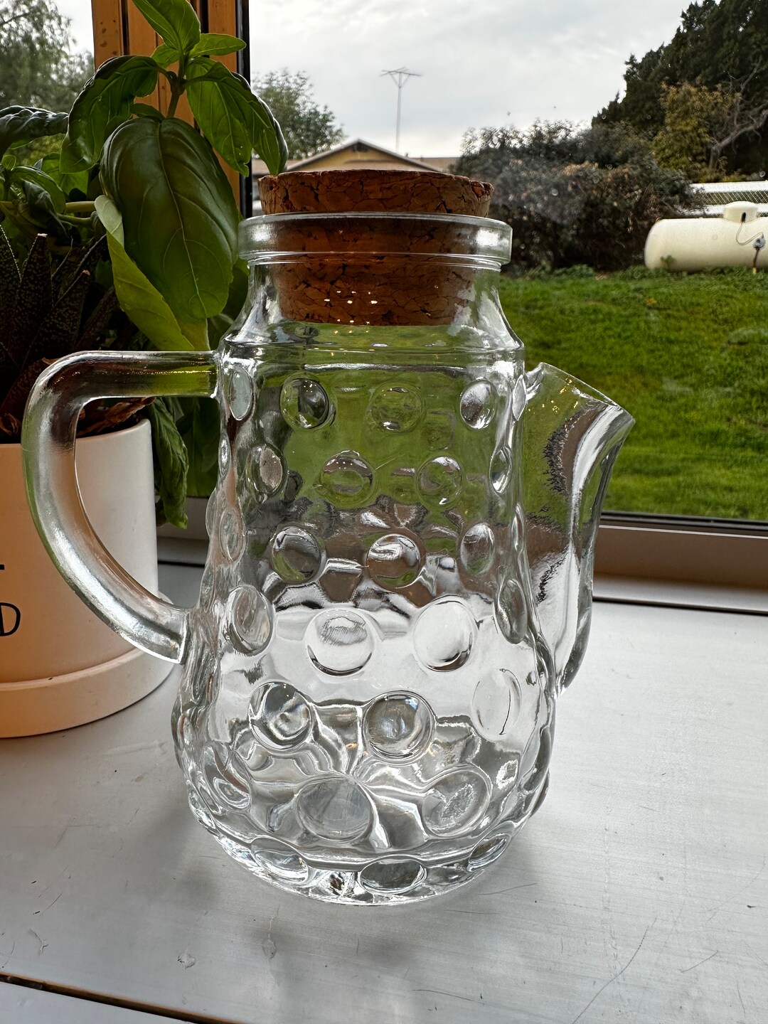 Vintage Snub Nose Glass Pitcher With Cork Top Glass Syrup - Etsy