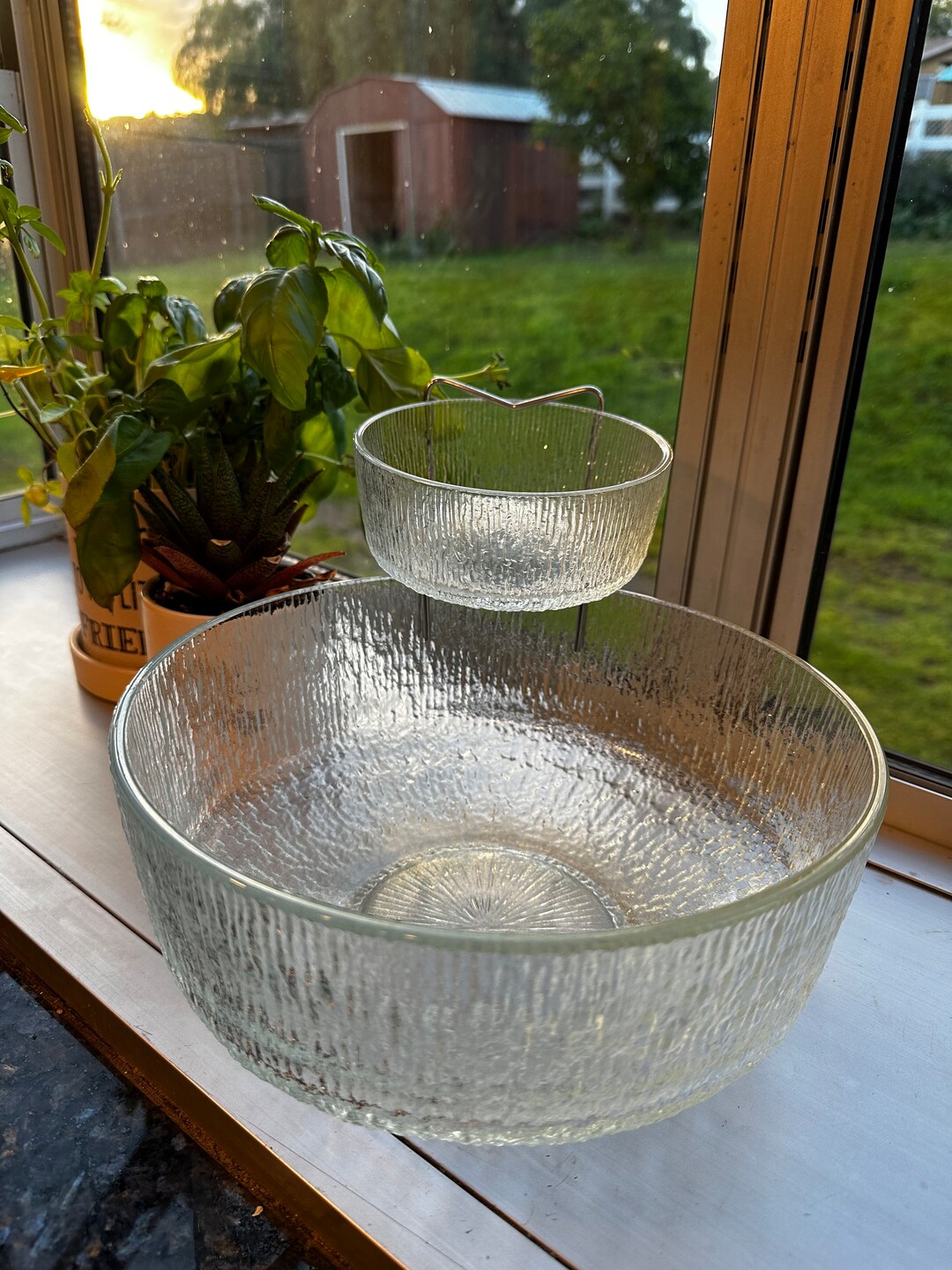Vintage 3 Pc Indiana Glass Crystal Ice Chip N & Dip Bowl Set 9 1/2 5 ...