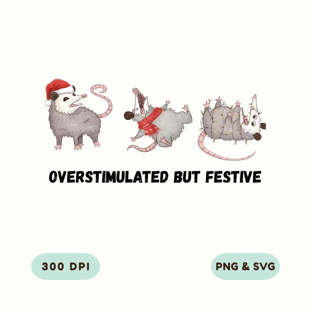 Overstimulated but Festive Possum PNG, Christmas Holiday Meme ...