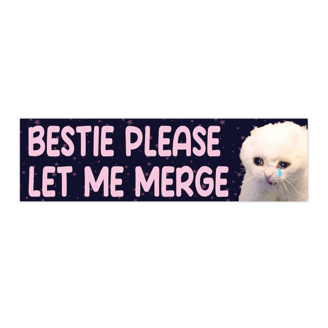 Bestie Please Let Me Merge Bumper Sticker, Cat Car Sticker, Funny Cat ...