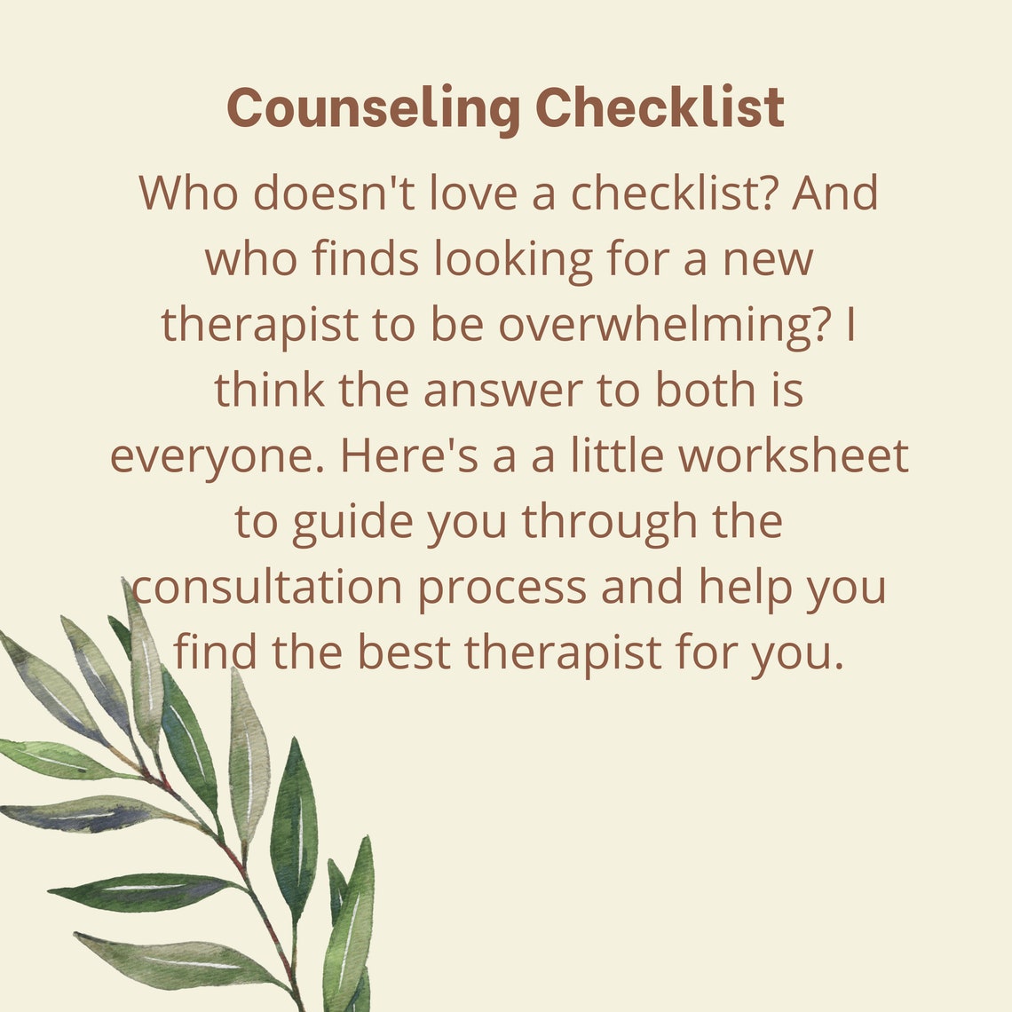 Counseling Checklist - Etsy