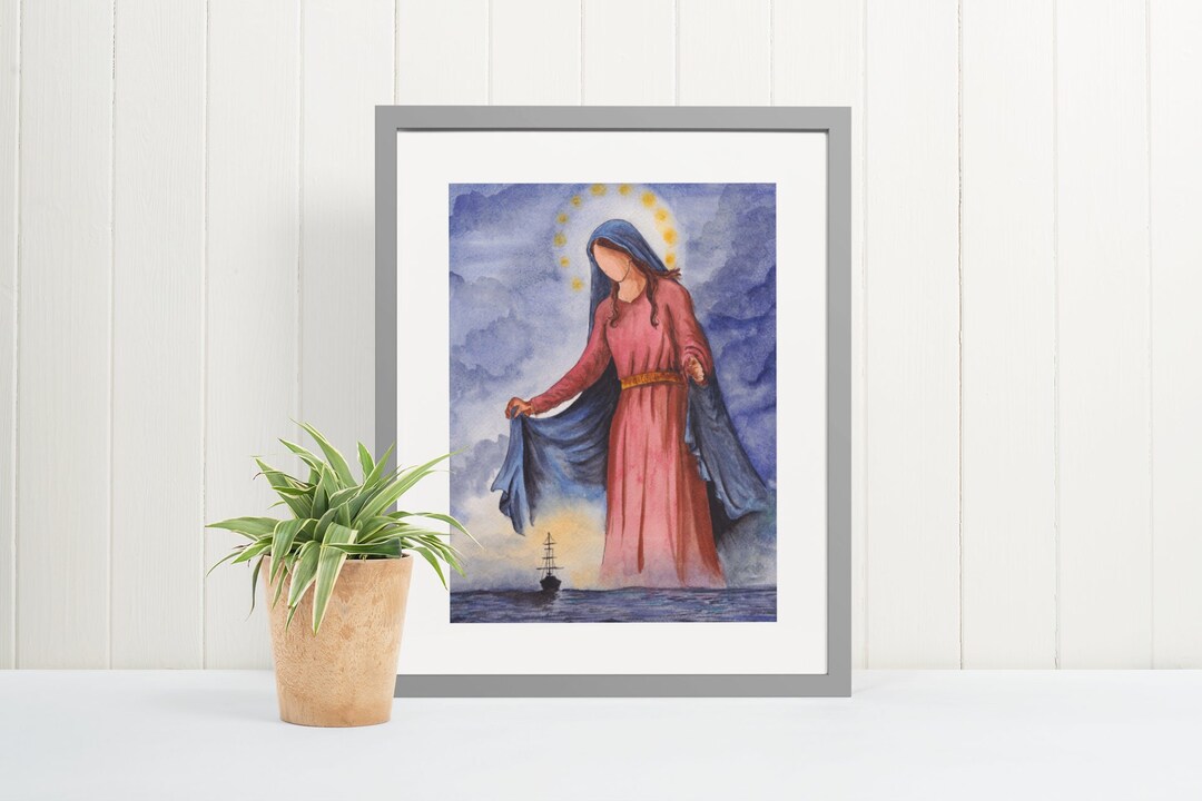 DIGITAL DOWNLOAD, Stella Maris, Watercolor Print, Mother Mary Printable ...
