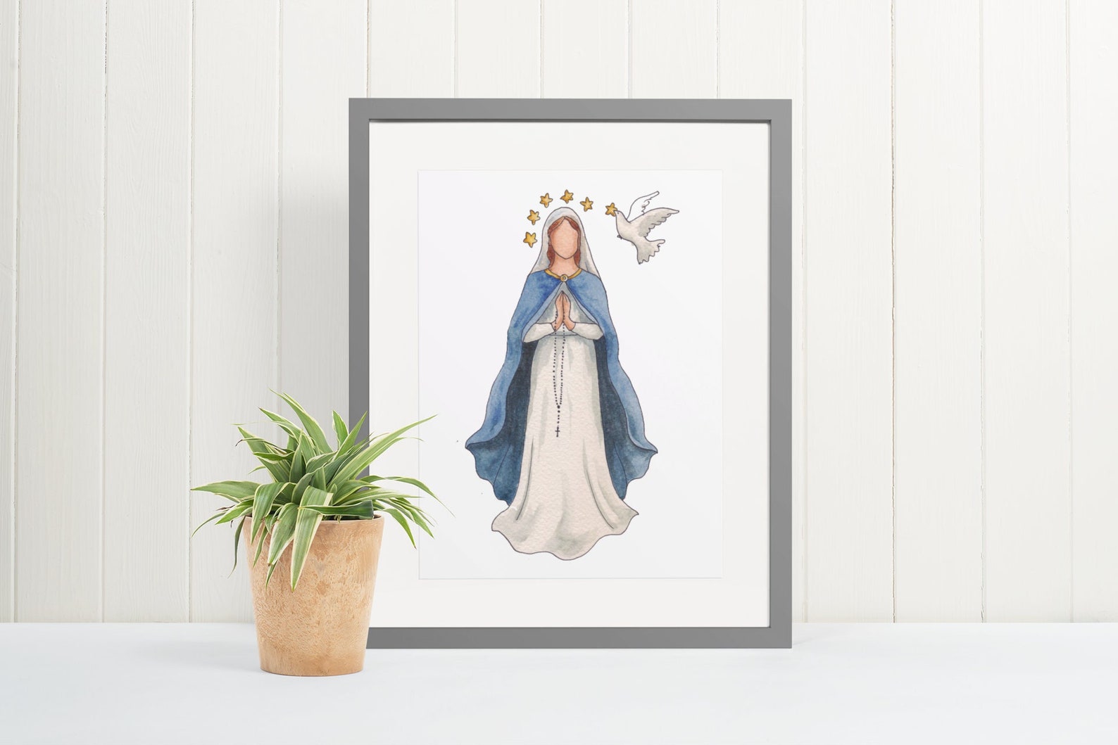 Virgin Mary Print, Catholic Print, Catholic Water Color, Catholic Gift ...