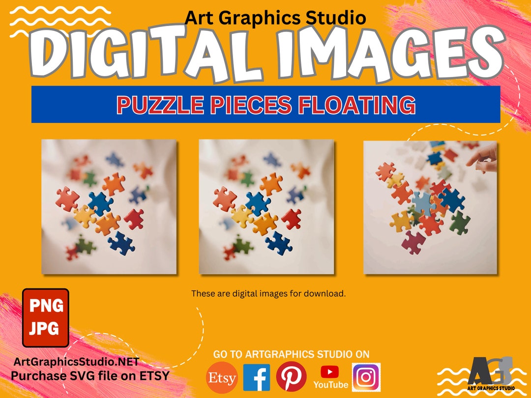 Puzzle Pieces Floating - Autism. Digital Image PNG JPG Instant Download ...