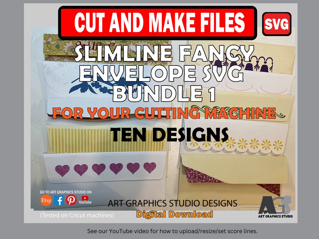 Slimline Fancy Envelope SVG Bundle 1 - Etsy
