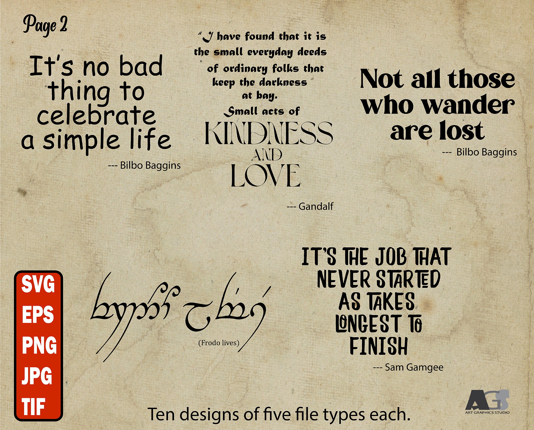 Lord of the Rings and the Hobbit QUOTES, Download Files for Cricut ...