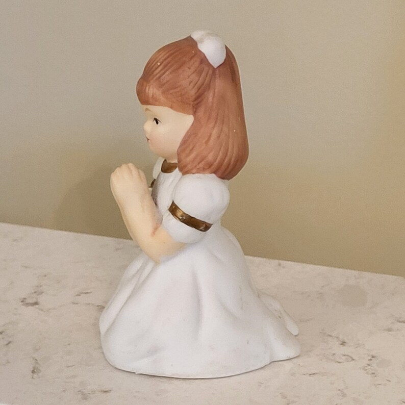 VTG Figurine Cake Topper First Communion Girl Praying Bisque Porcelain ...