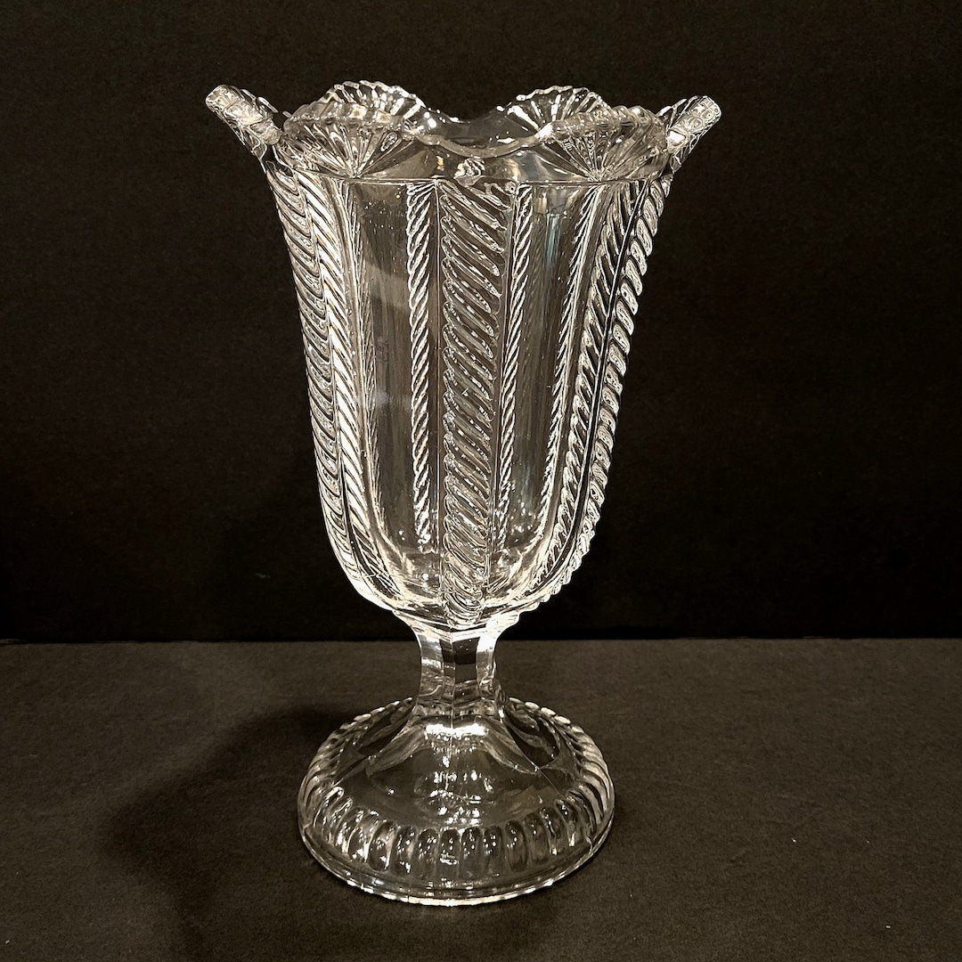 Antique Flint Glass Spooner Cable & Fan Pattern EAPG Boston and ...