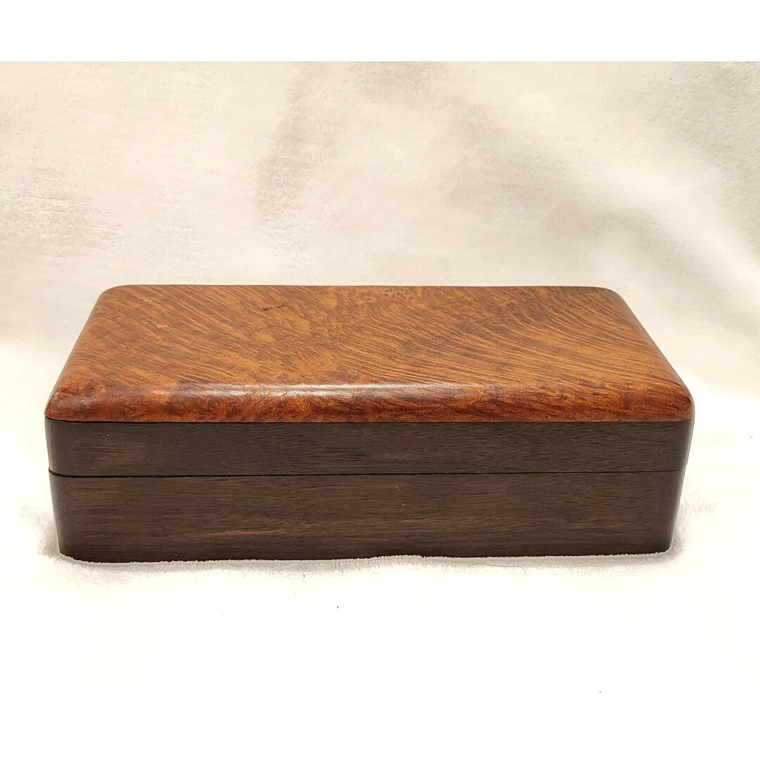 VTG Wooden Box Handmade California Redwood Box Okrant Signed 8x3 Suede ...