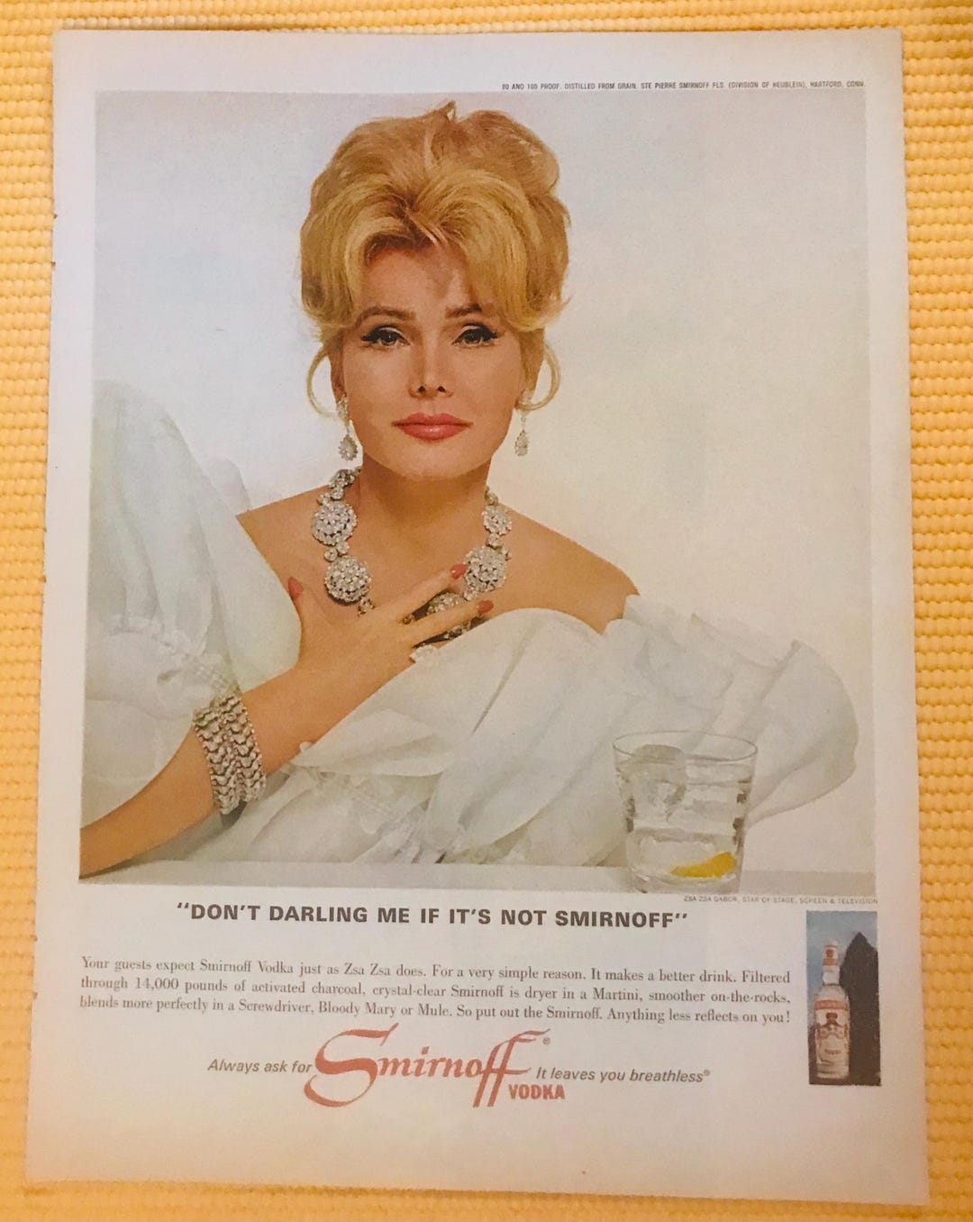 1967 Zsa Zsa Smirnoff Vodka Small Poster Vintage Print Ad - Etsy