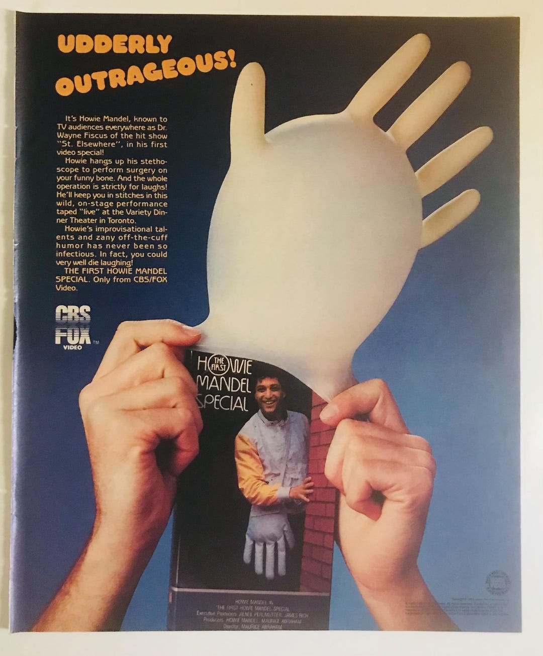 1986 the First Howie Mandel Promo Ad Small Poster CBS/FOX Video ...