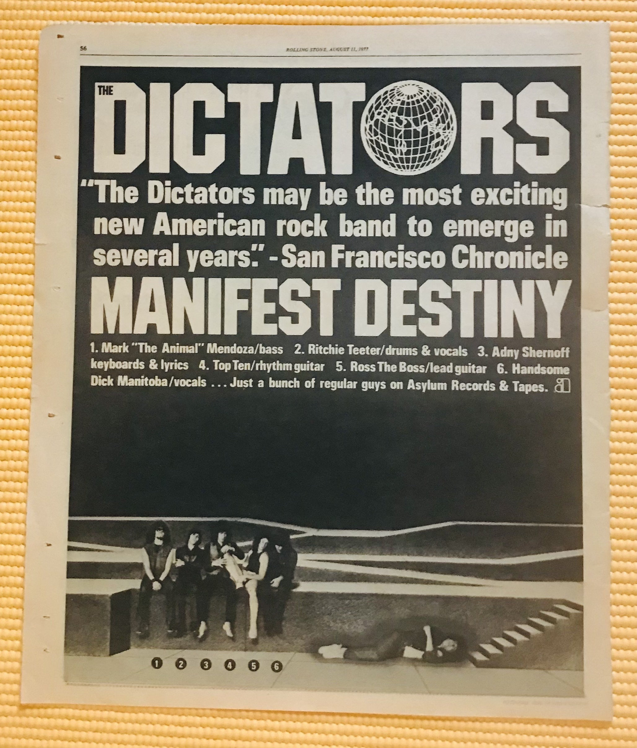 1977 'the Dictators' Punk Rock Band Manifest Destiny Promo Ad Small ...