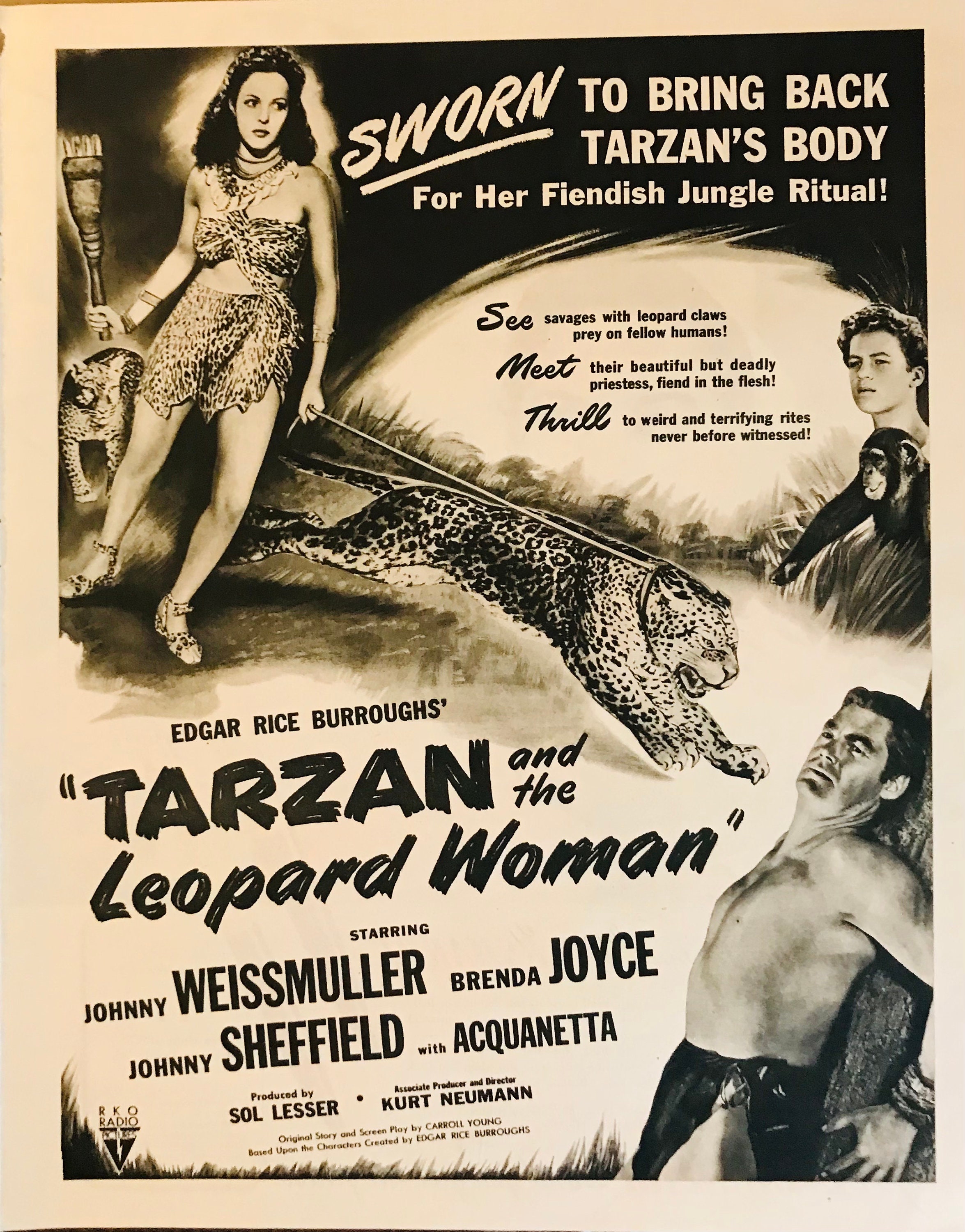 Tarzan and the Leopard Woman Small Poster Print Ad 1946 - Etsy Canada
