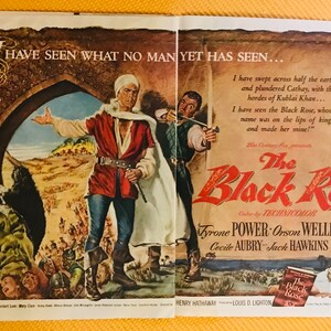 Black Rose Movie Promo Vintage Ad Small Poster 1950 Tyrone Power Cecile ...