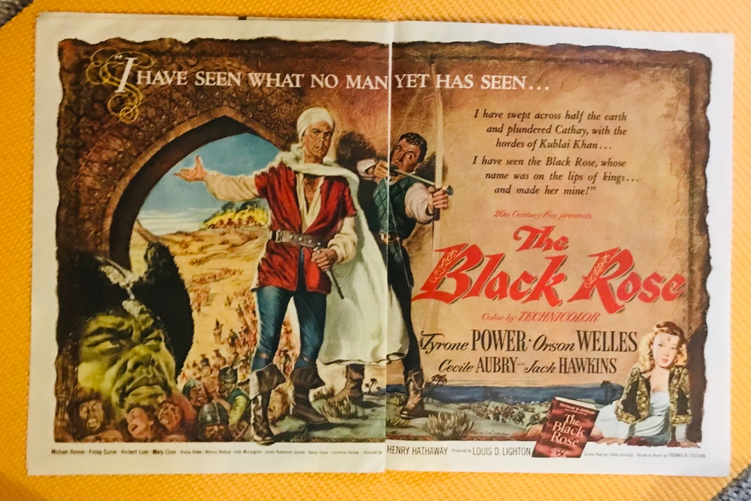 Black Rose Movie Promo Vintage Ad Small Poster 1950 Tyrone Power Cecile ...