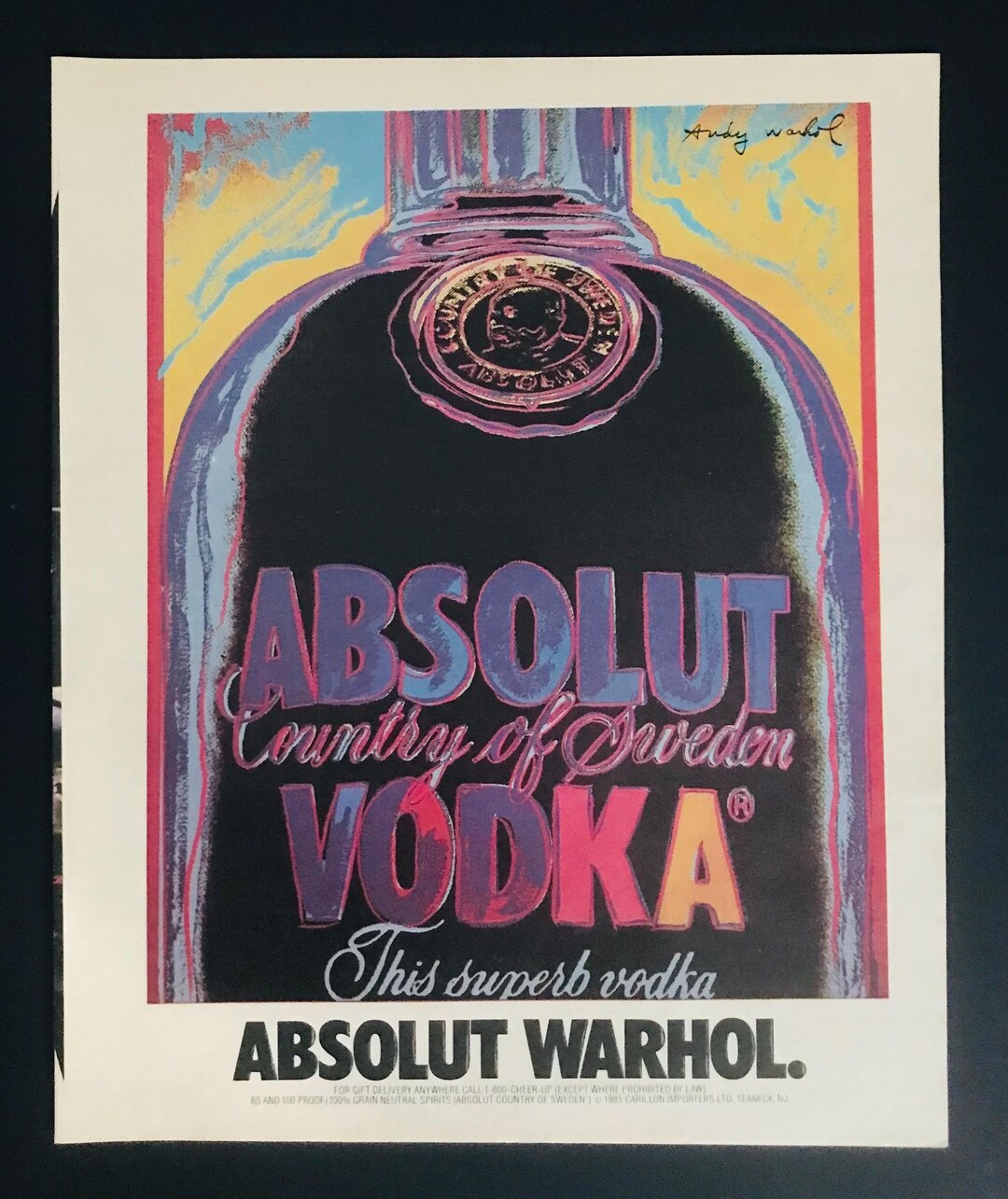 1986 'absolut Warhol' Small Poster Absoult Vodka Any Warhol Collab - Etsy