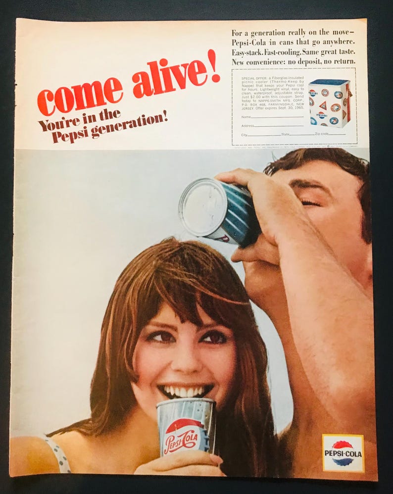 1965 Pepsi-cola Vintage Ad Small Poster - Etsy