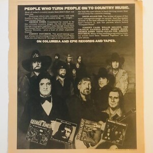 1979 Country Music Ad, Small Poster Johnny Cash George Jones Johnny ...