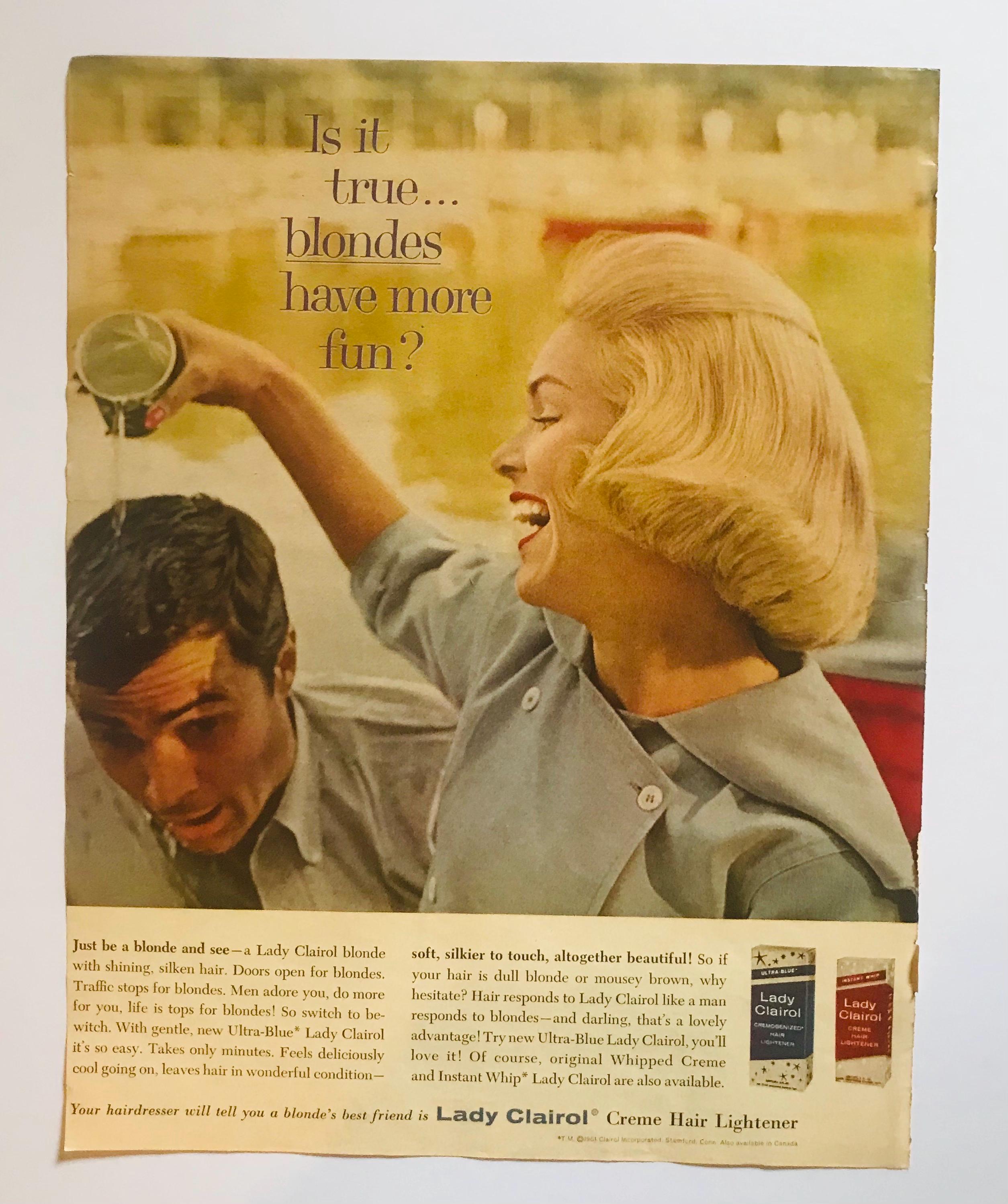 1961 Lady Clairol Creme Hair Lightener ~blondes Have More Fun~small ...