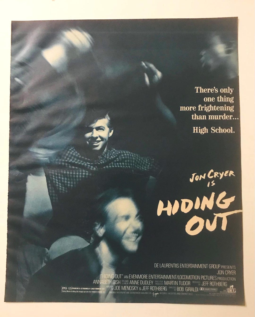 1987 Hiding Out Movie Promo Ad Small Poster Jon Cryer Annabeth Gish - Etsy