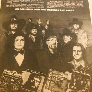 1979 Country Music Ad, Small Poster Johnny Cash George Jones Johnny ...
