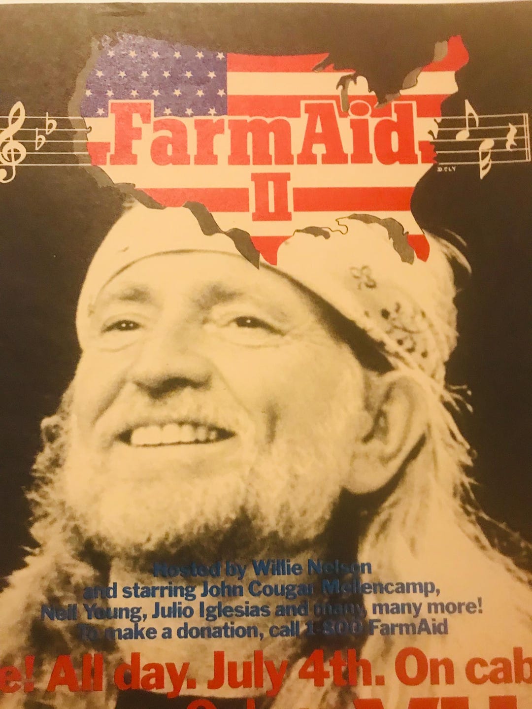 1986 Willie Nelson Small Poster ~farm Aid 2~ Promo Vintage Ad VH1 - Etsy
