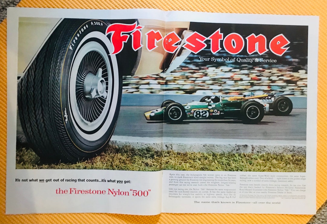 Firestone Nylon 500 Vintage Car Ad 1965 Small Poster - Etsy