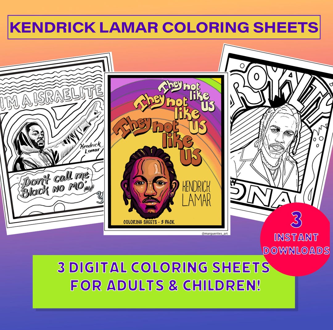 Kendrick Lamar - 3 Coloring Sheets - Etsy