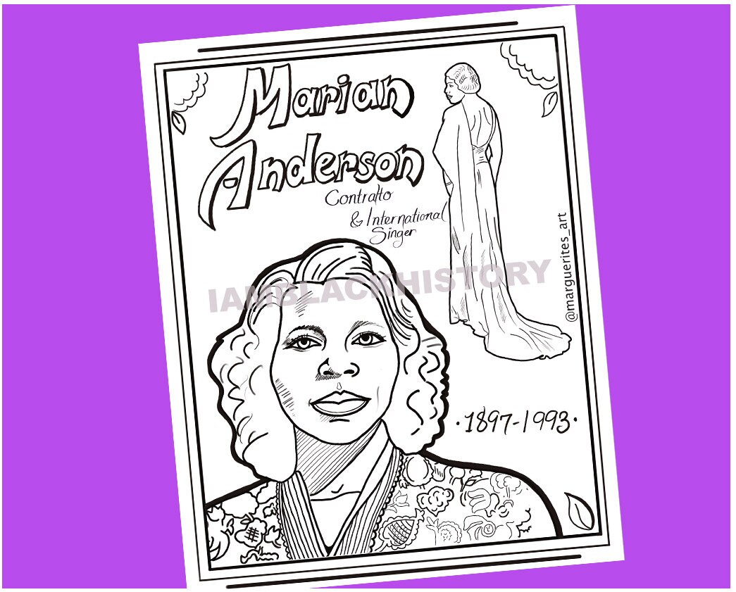 Black History Coloring Sheet Marion Anderson - Etsy
